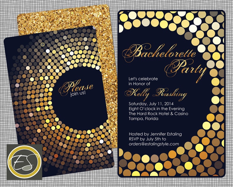 Mirror Ball, Studio 54: Birthday Invitation- Black or Midnight- Digital ...