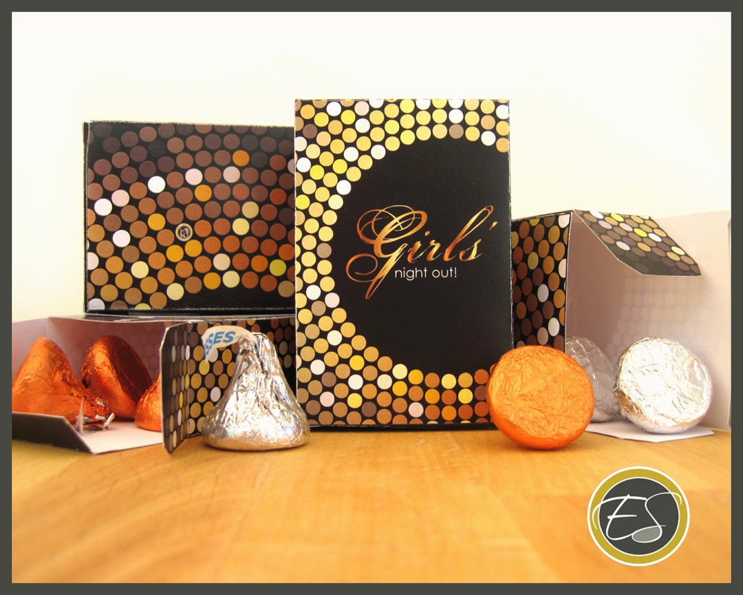 Girls' Night Out Favor Box: Mirror Ball in Black. DIY Printable - Etsy