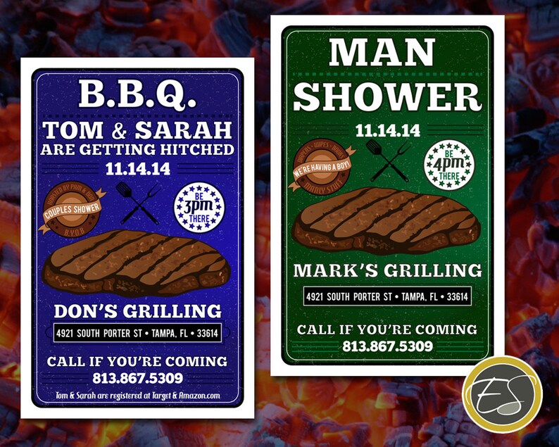 Manly Steak BBQ Invitation: Red. DIY Printable - Etsy