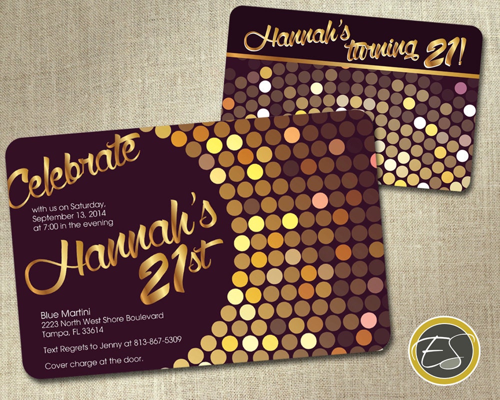 Mirror Ball: Birthday Invitation Plum. DIY Printable - Etsy