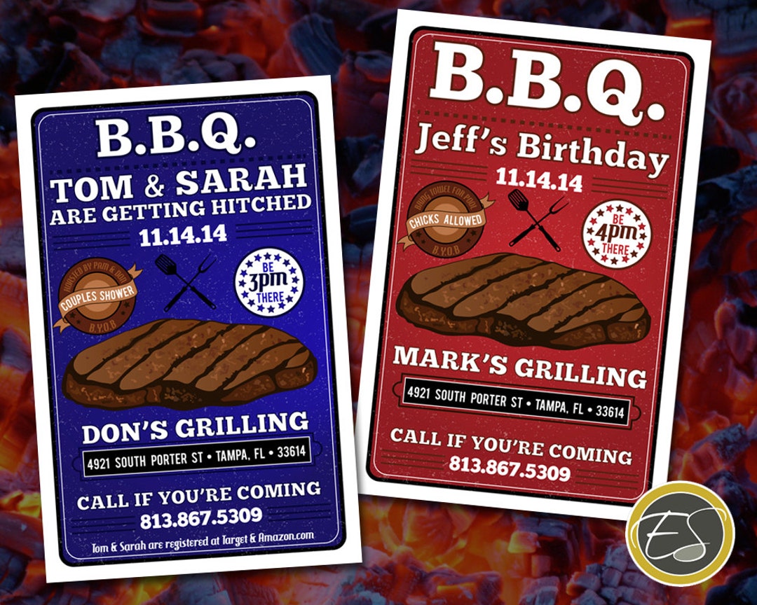 Manly Steak BBQ Invitation: Green. DIY Printable - Etsy