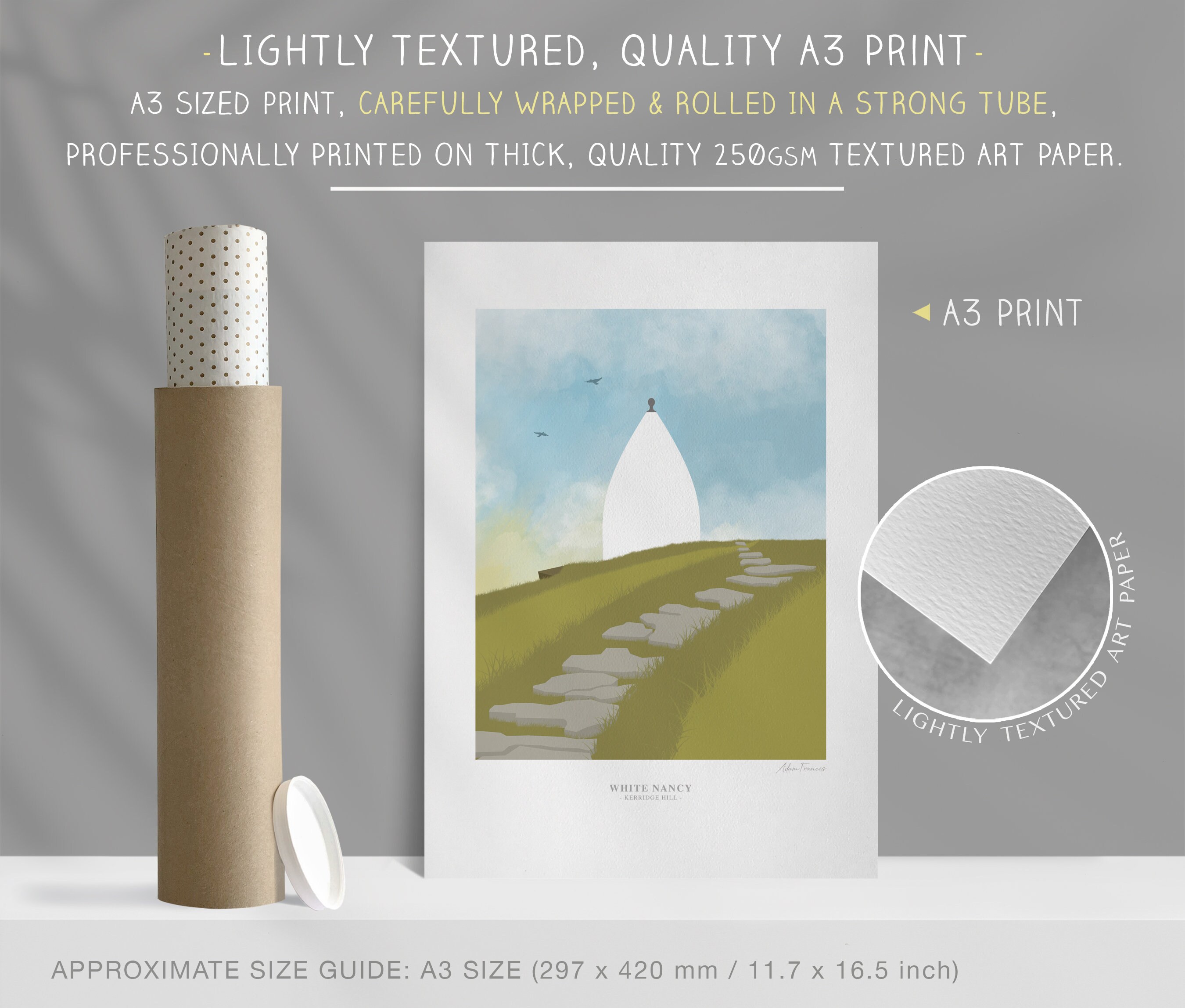 WHITE NANCY Illustrated Prints Great Gift for Macclesfield / | Etsy UK