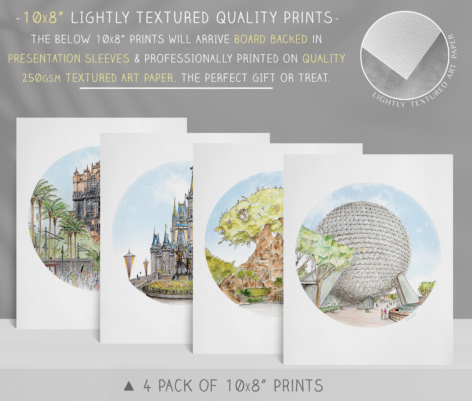 Disney Parks 4 PACK. Park Art Prints From My Detailed - Etsy