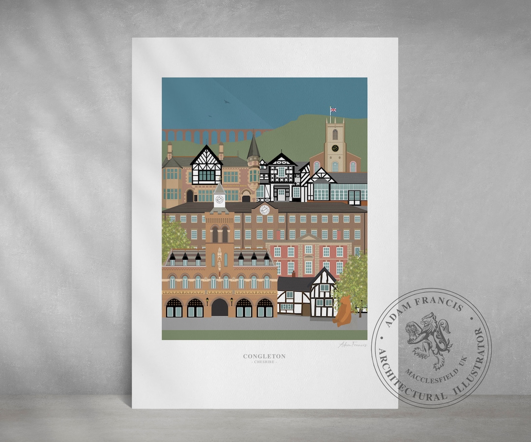CONGLETON Illustrated Architecture Quality Art Print Great Gift for ...