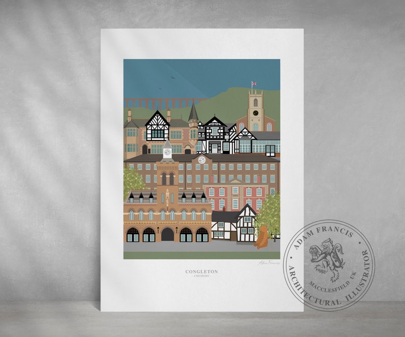 CONGLETON Illustrated Architecture Quality Art Print Great - Etsy