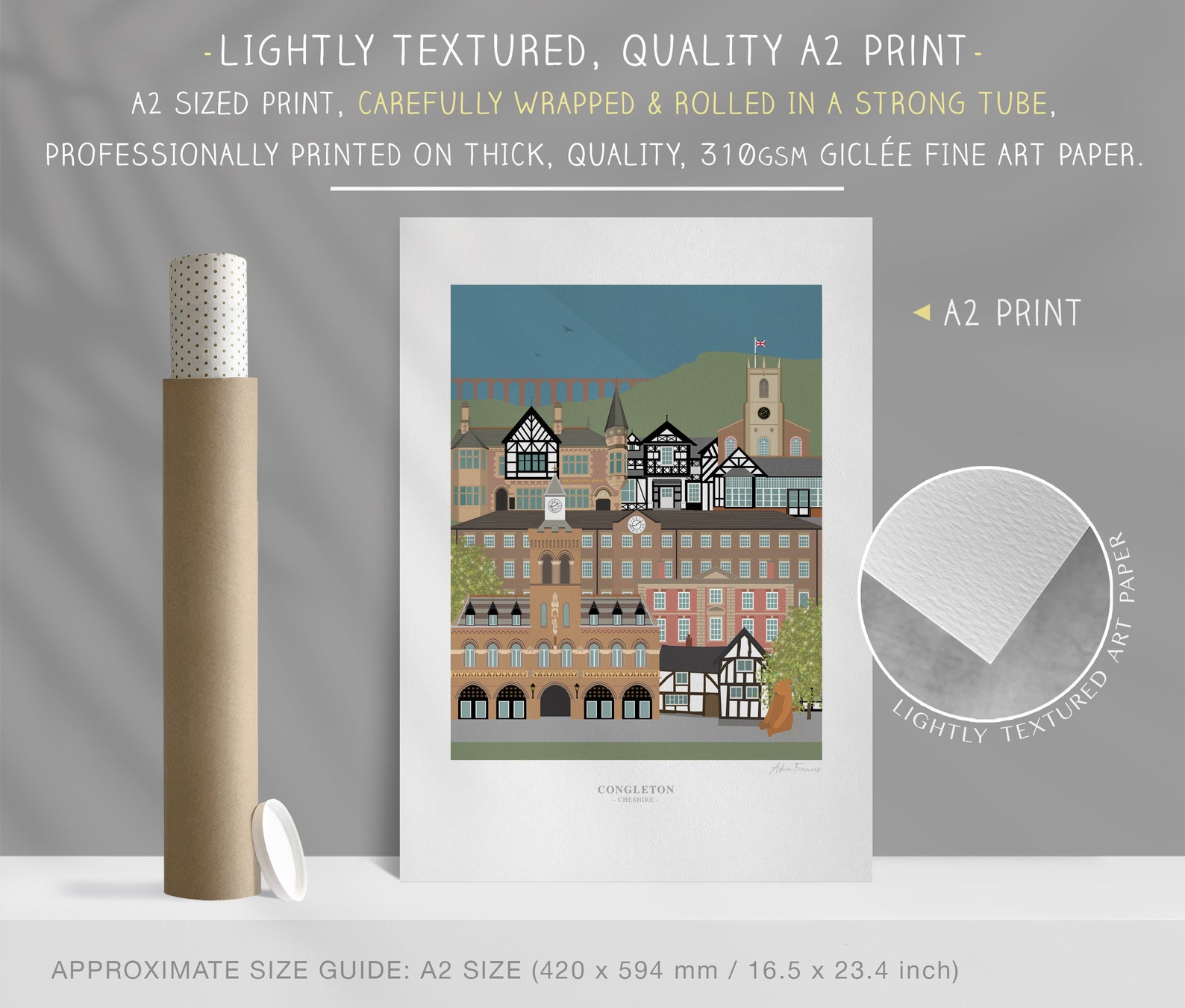 CONGLETON Illustrated Architecture Quality Art Print Great - Etsy