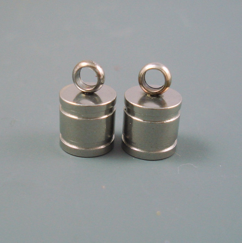 6MM Stainless Steel End Cap, TWO Pieces, Ridged Cap for Leather ...