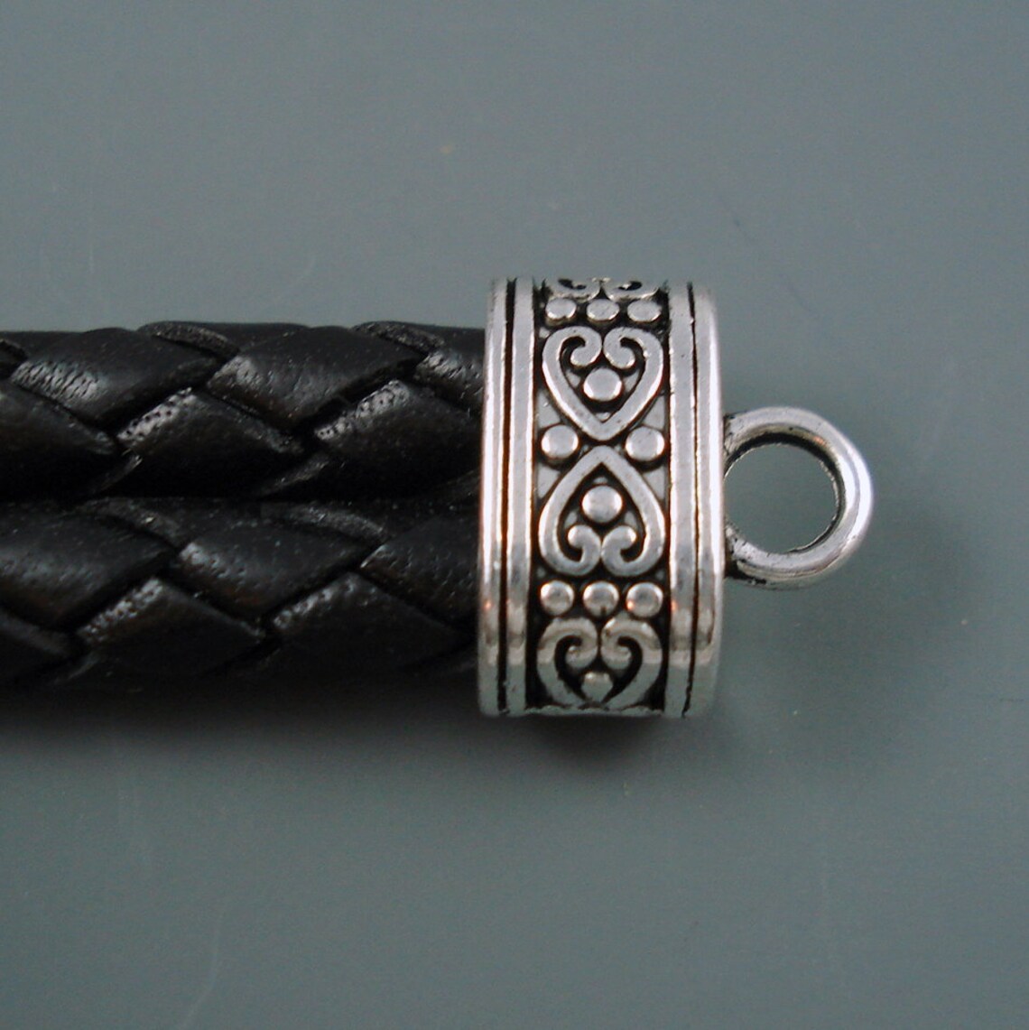 7MM X 12MM Oblong End Cap, SIX Silver Caps for Leather or Cord ...