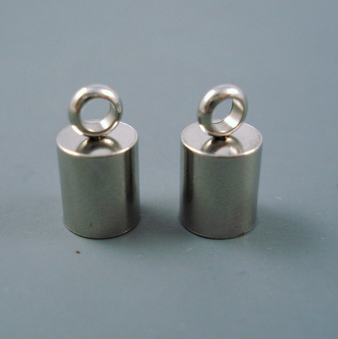 5MM Stainless Steel End Cap, TWO Pieces, Cap for Leather or Cord, 5mm ...