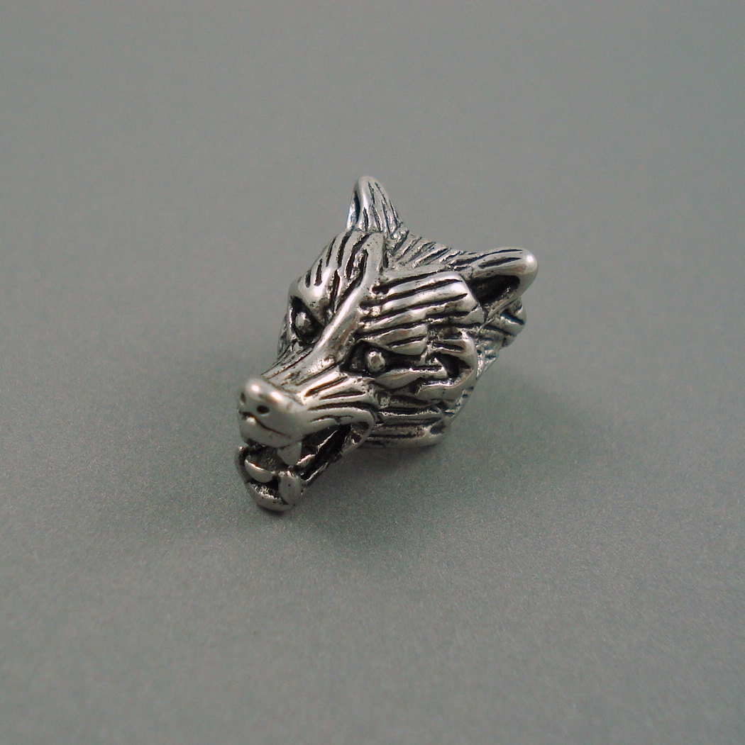 Stainless Steel Wolf Bead 6MM Hole Wolf Animal Bead Large - Etsy