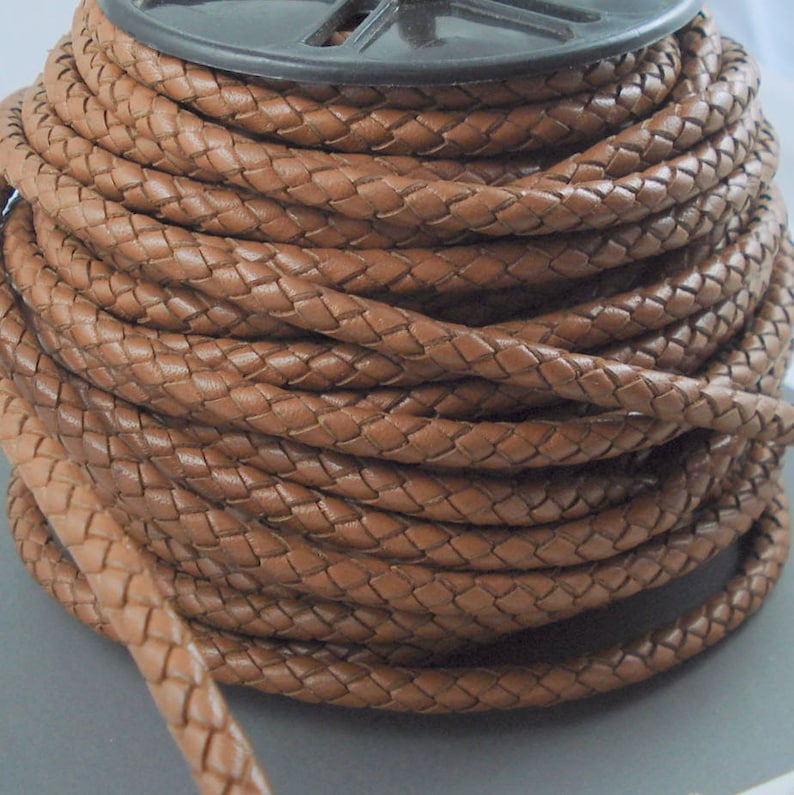 Braided Leather German Cord 6MM Saddle Brown Bolo Leather | Etsy