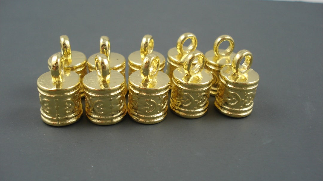 7MM End Cap, TEN Gold Color Ornate 7.5mm Caps for Leather Kumihimo or ...
