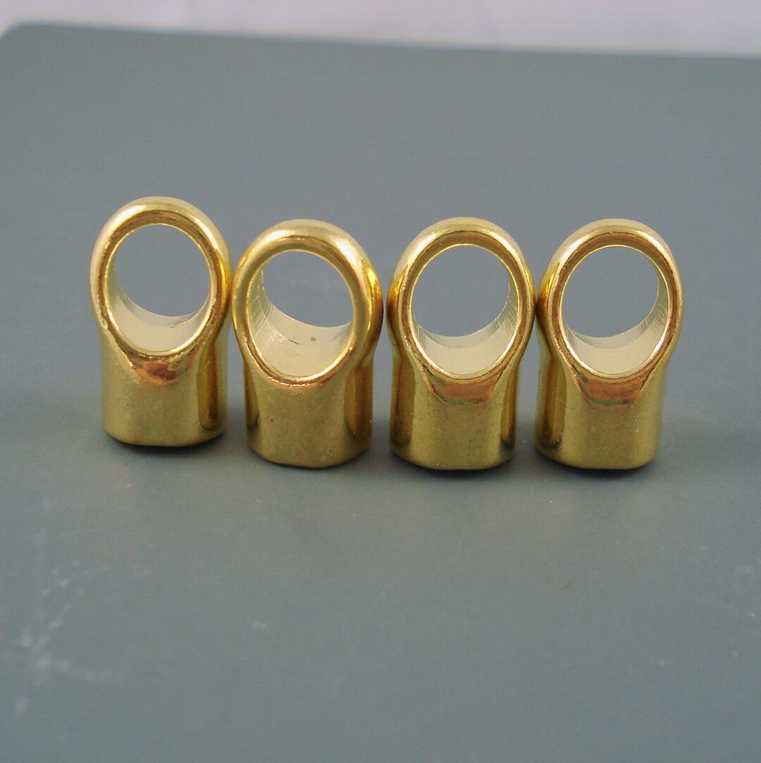 8MM Brass End Cap, FOUR Simple Gold Finish Caps for Leather, Kumihimo ...