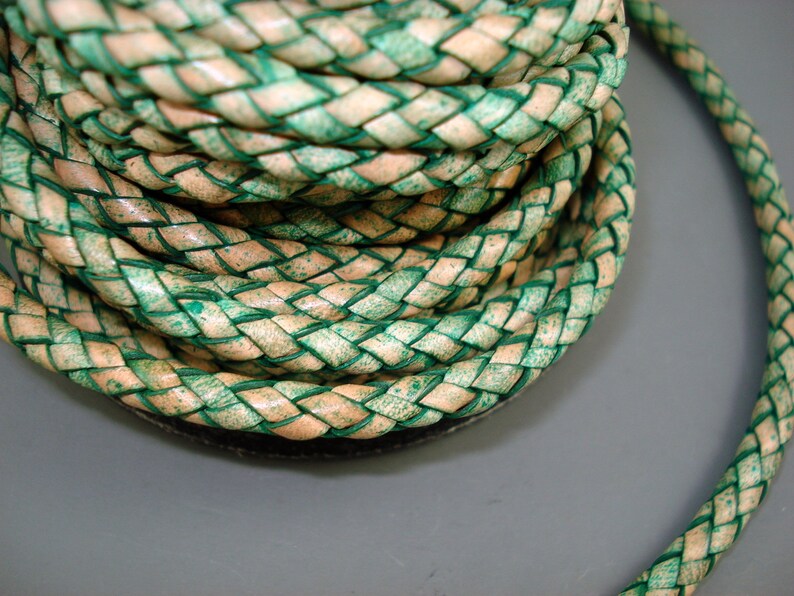 Braided Leather German Cord, 6MM Natural Bright Green Bolo Leather ...