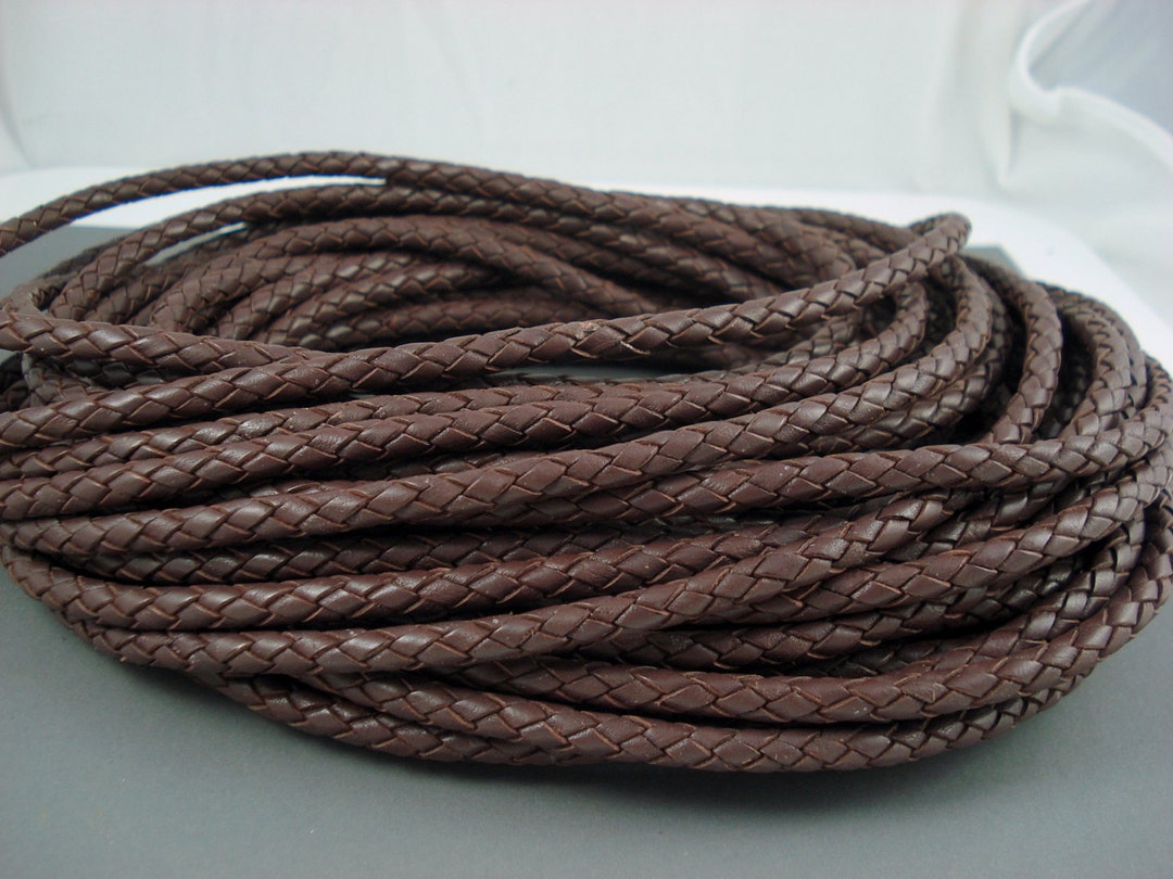 Braided Leather German Cord, 6MM Bordeaux Bolo Leather, Extremely Fine ...