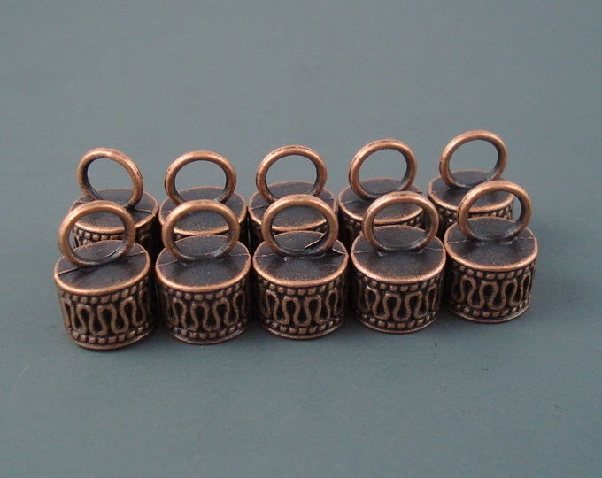 8MM End Cap, TEN Copper Caps for Leather, Kumihimo or Cord, 8mm Cap ...