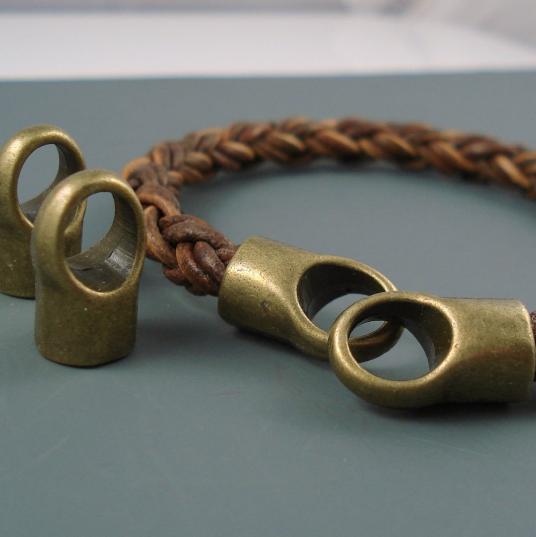 8MM Brass End Cap, FOUR Brass Simple Caps for Leather, Kumihimo or Cord ...