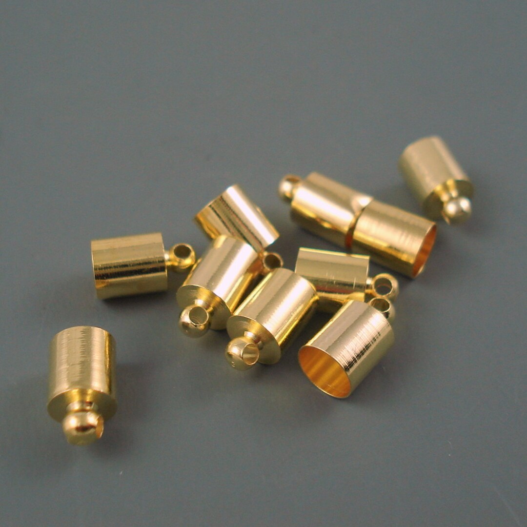 5.5MM End Cap, TEN Caps for Leather or Cord, Simple Gold 5mm Cap (CAP55 ...
