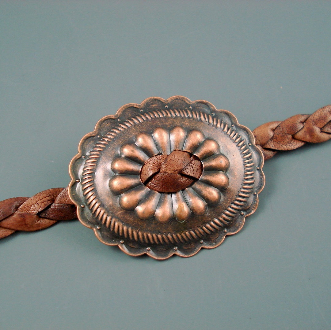 Concho Slide, Oval Antique Copper Slide, Western Slide, Bolo Tie Slide ...