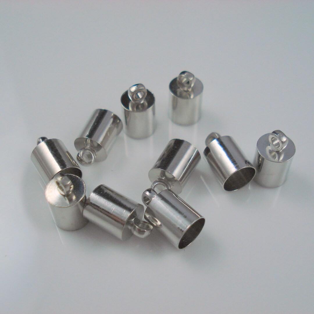5.5MM Platinum End Cap, TEN Caps for Leather or Cord, Simple 5mm Cap ...