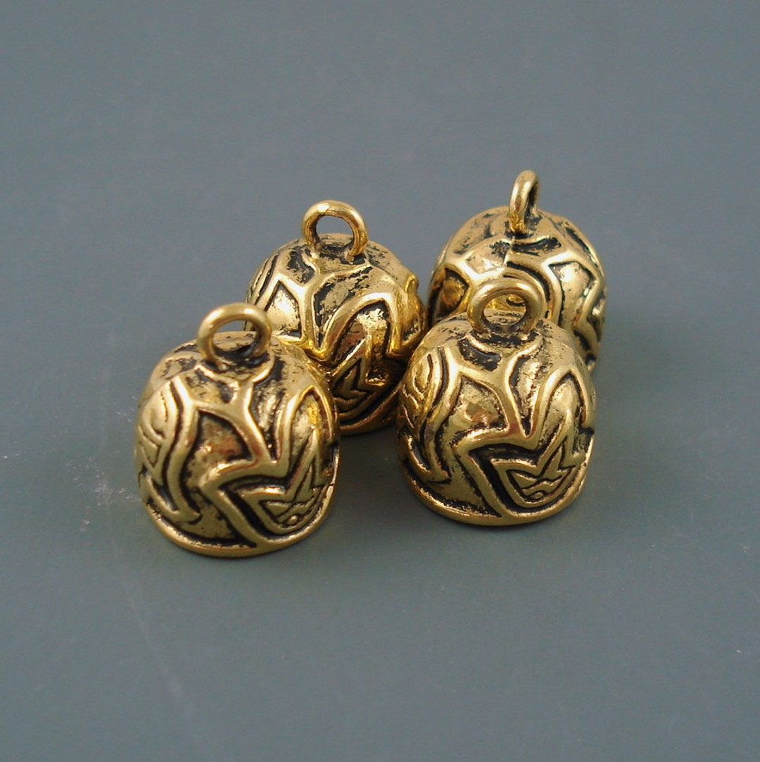 12MM End Cap, Four Gold Caps for Leather or Cord, Large End Cap (CAP12 ...