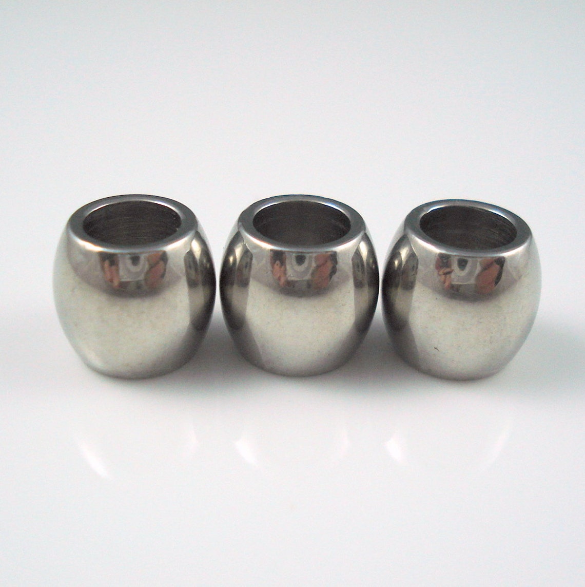 Stainless Steel Beads, 6.5MM Hole Smooth Barrel Bead for Leather or ...