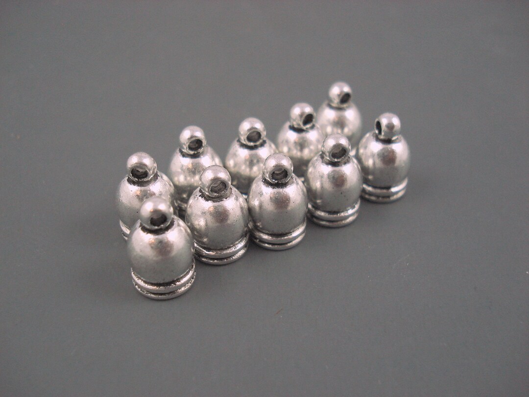 6MM End Cap, Ten Silver Domed Caps for Leather, Kumihimo or Cord (CAP6 ...