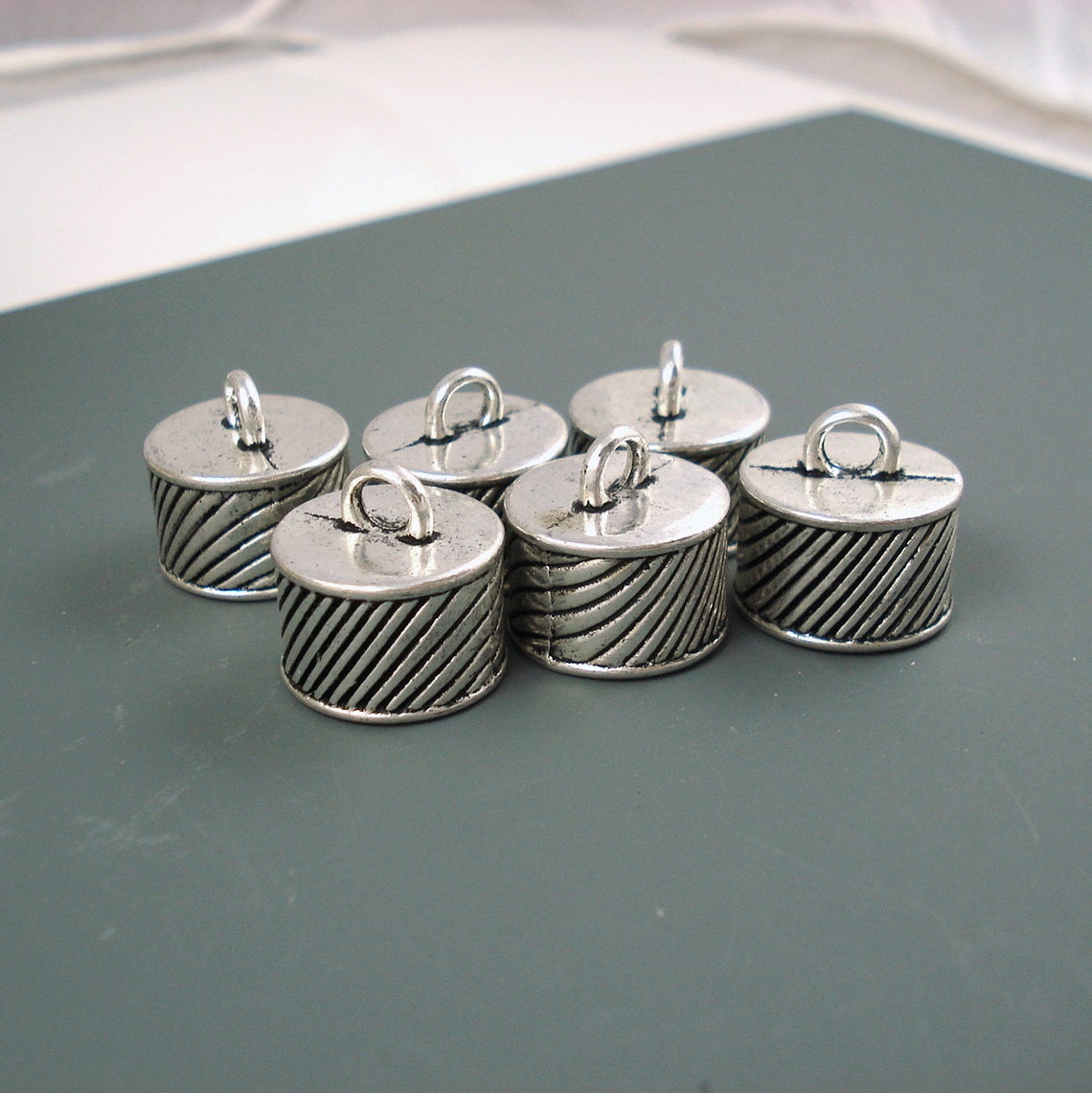 Large End Cap, 14MM Silver Finish Ornate Caps for Leather or Cord, Six ...