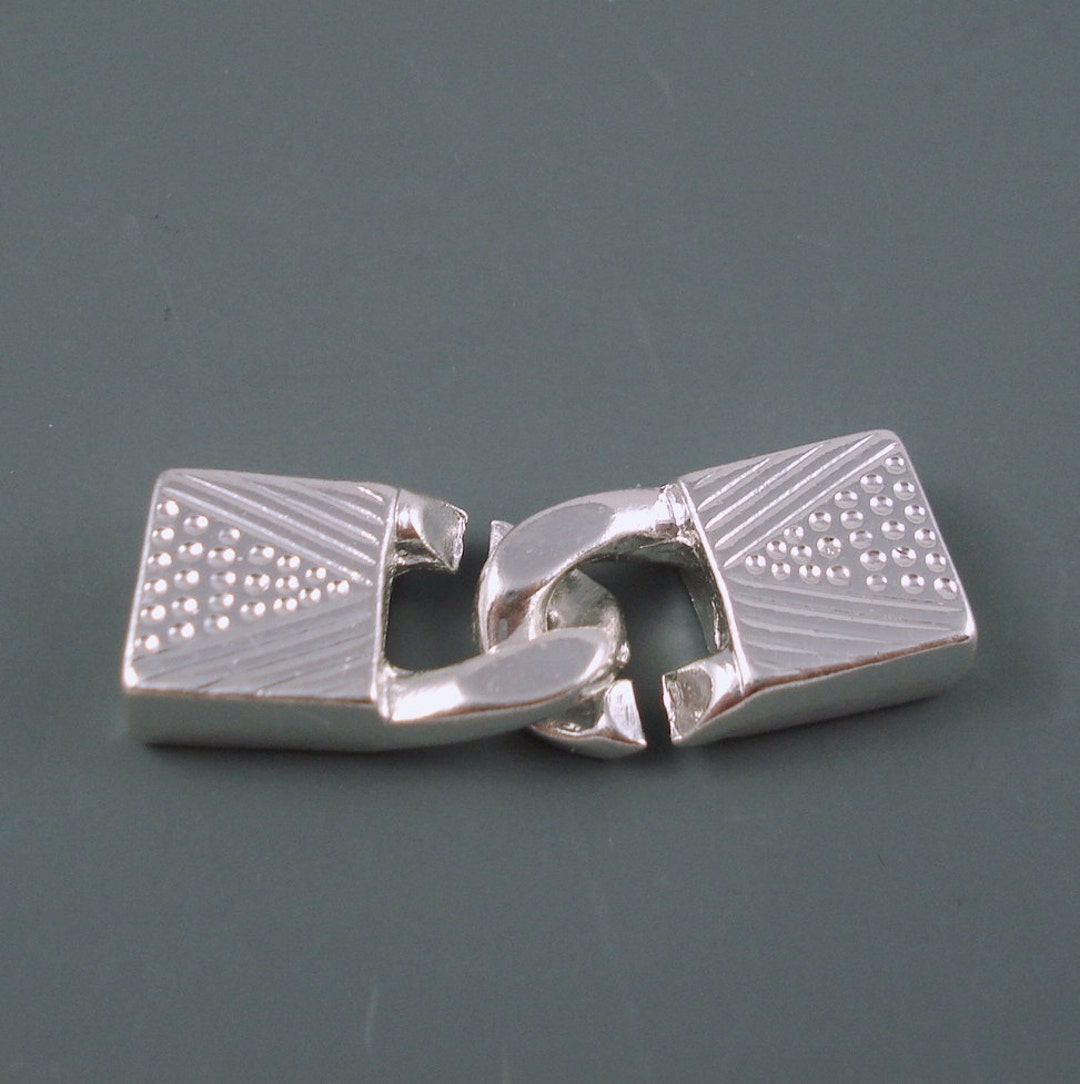 Hook Style End Cap Clasp, Silver Finish 35mm X 12mm Clasps, Square Lock ...