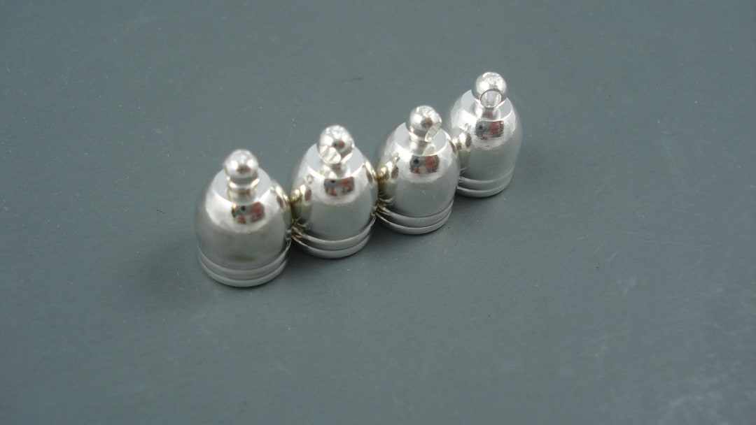 8MM End Cap, Silver Color Domed Brass Cap, Four Caps for Leather or ...