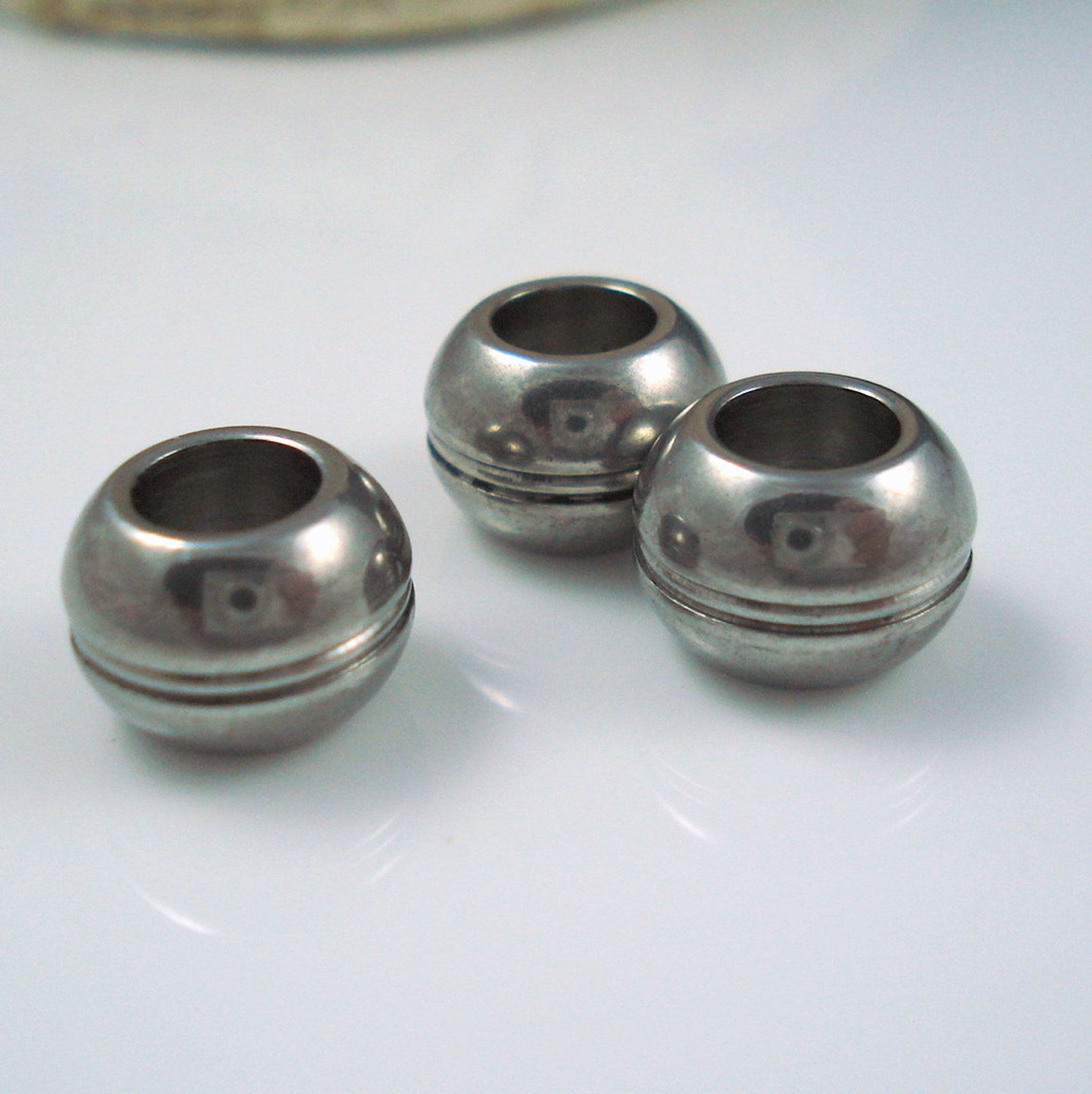 Stainless Steel Beads 6MM Hole Grooved Rondelle Bead for - Etsy