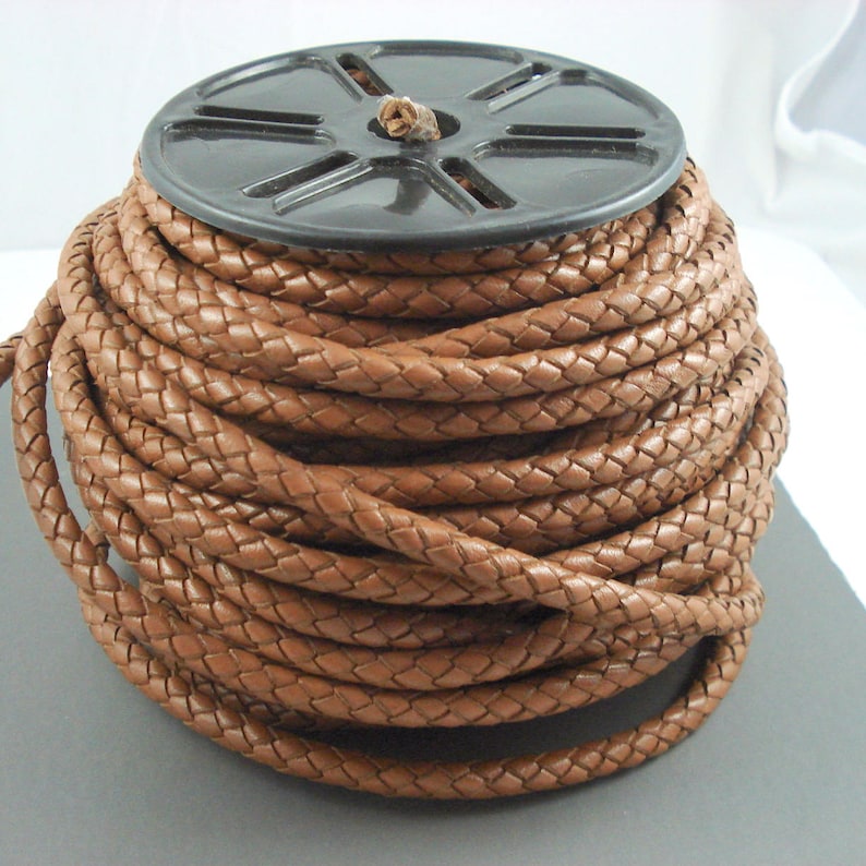 Braided Leather German Cord 6MM Saddle Brown Bolo Leather | Etsy