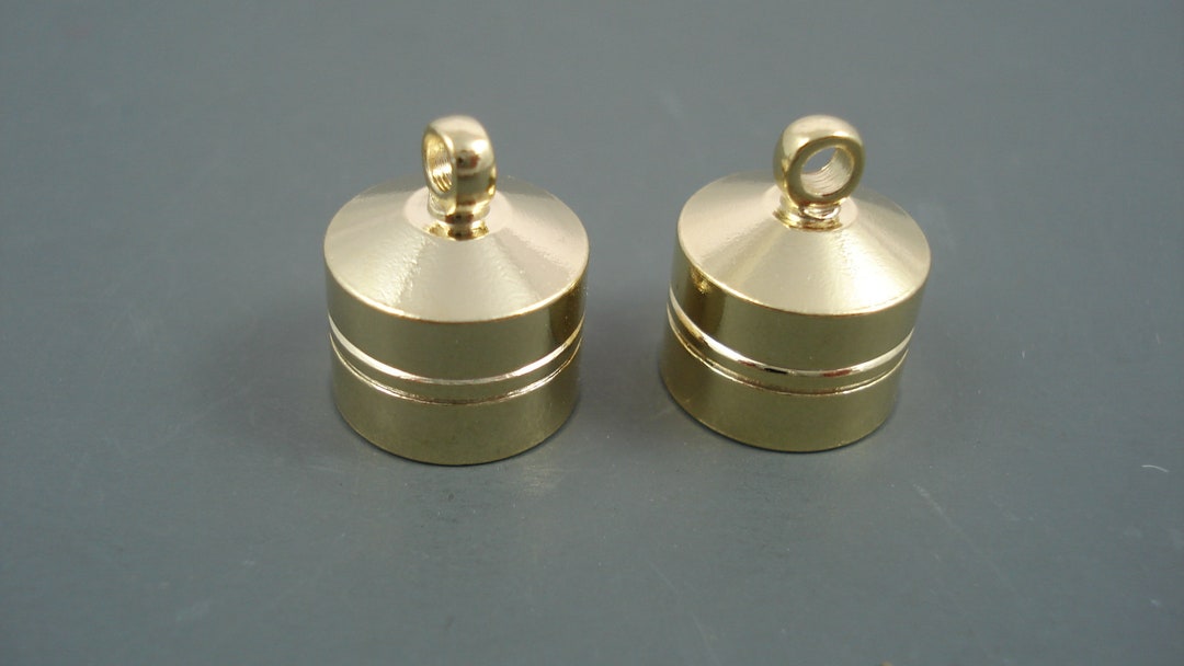 10MM End Cap, Gold Plated Brass Cap, Two Caps for Leather or Cord ...
