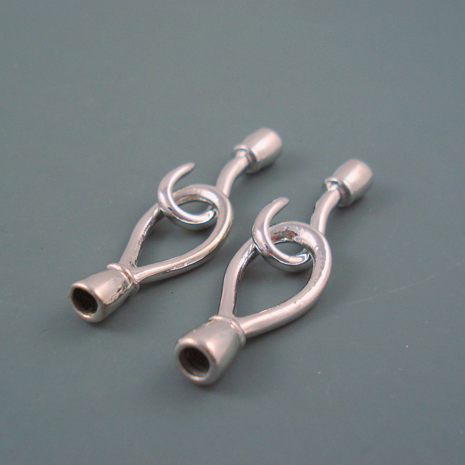 4MM End Cap Hook Clasp Silver Hook and Loop Clasp TWO Sets - Etsy
