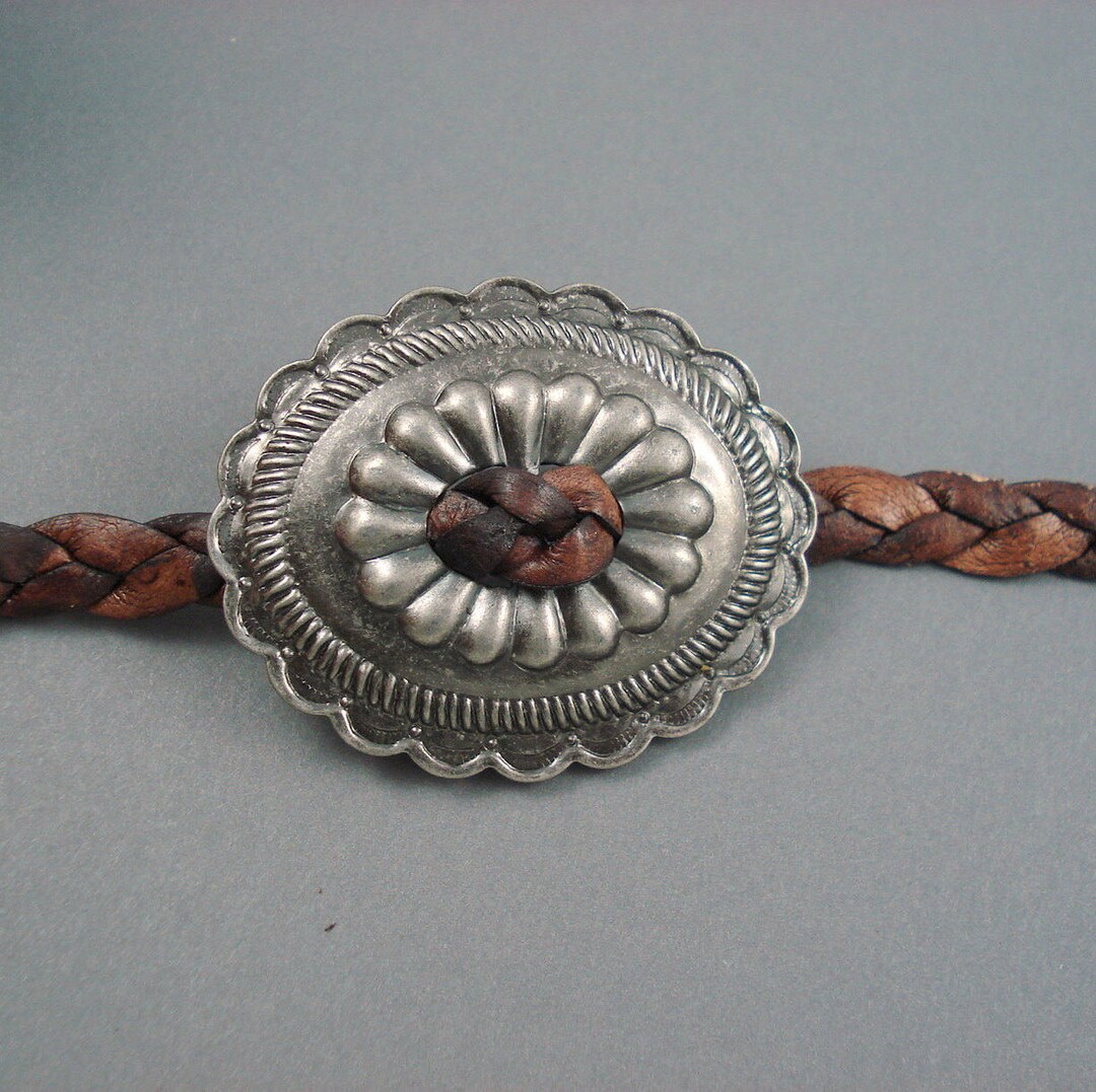 Concho Slide, Oval Antique Silver Slide, Western Slide, Bolo Tie Slide ...