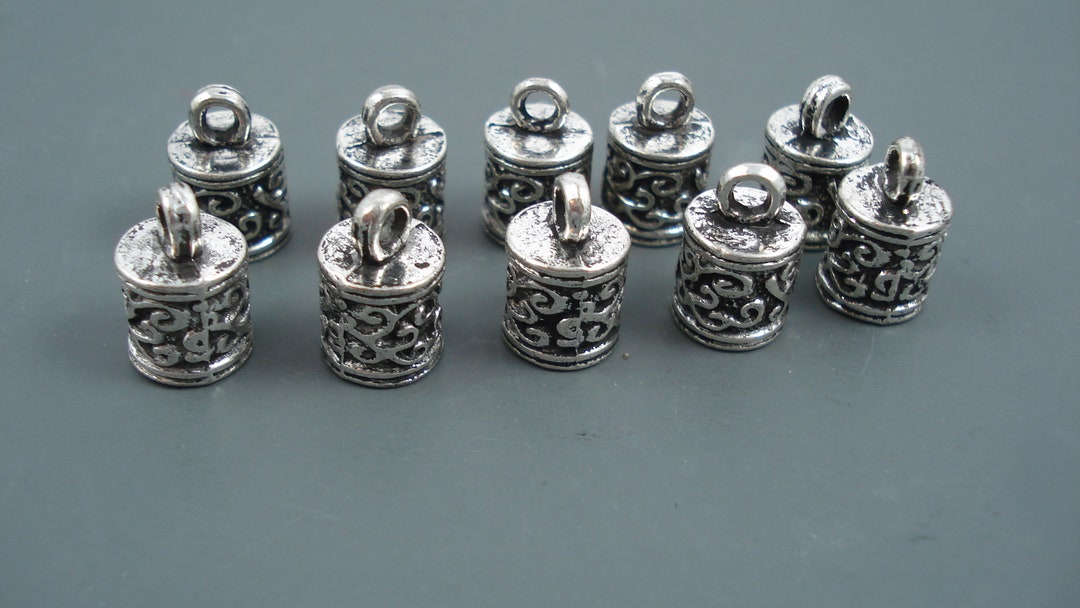 5.5MM End Cap, Ten Silver Caps for Leather, Kumihimo or Cord (CAP55-05 ...