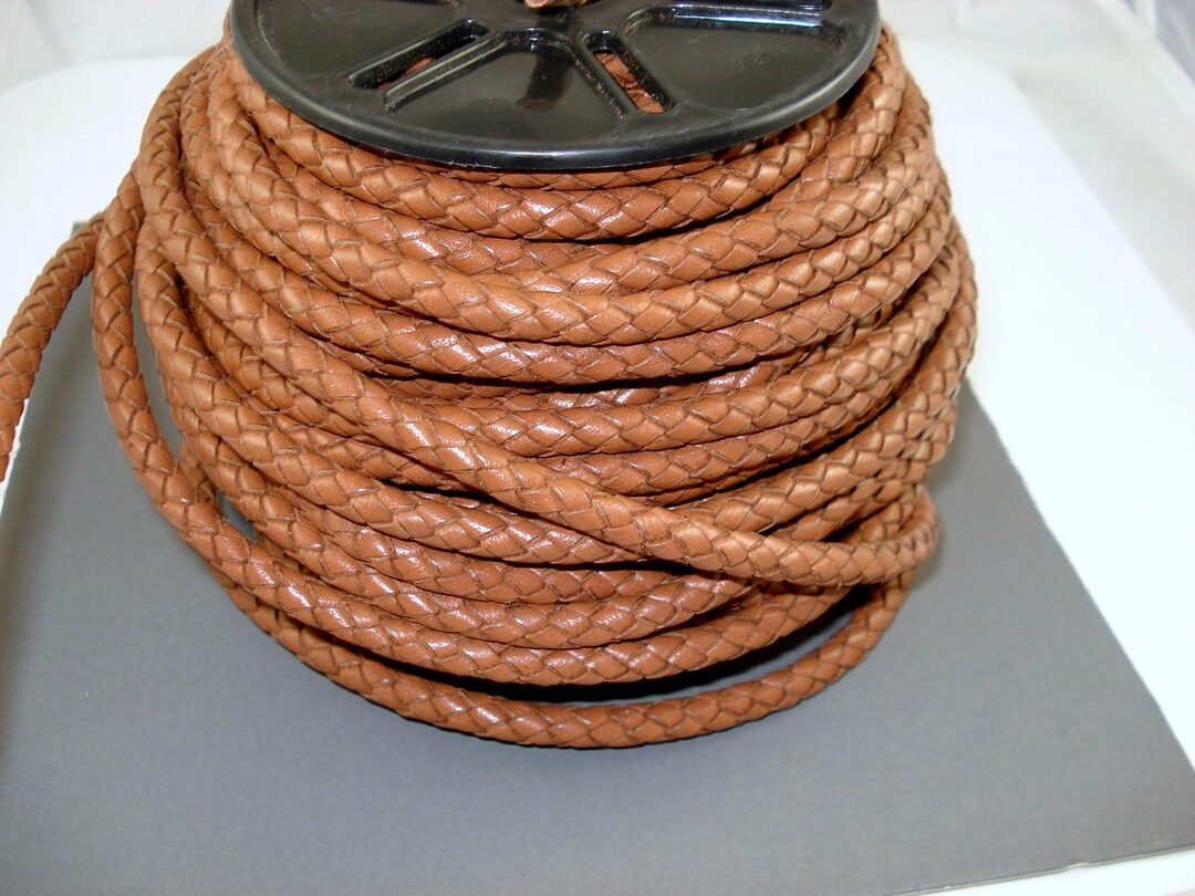 Braided Leather German Cord, 6MM Saddle Brown Bolo Leather, Extremely ...