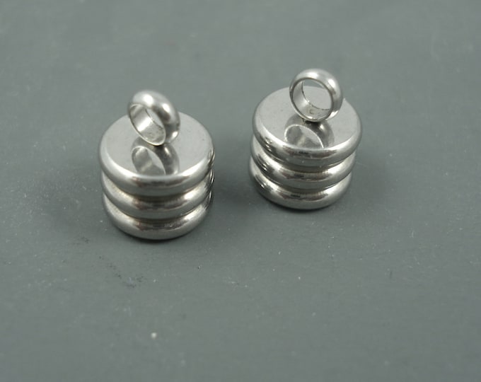 6MM Stainless Steel End Cap, TWO Pieces, Cap for Leather or Cord, 5-6mm ...