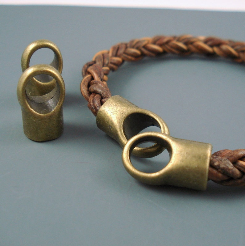 8MM Brass End Cap, FOUR Brass Simple Caps for Leather, Kumihimo or Cord ...