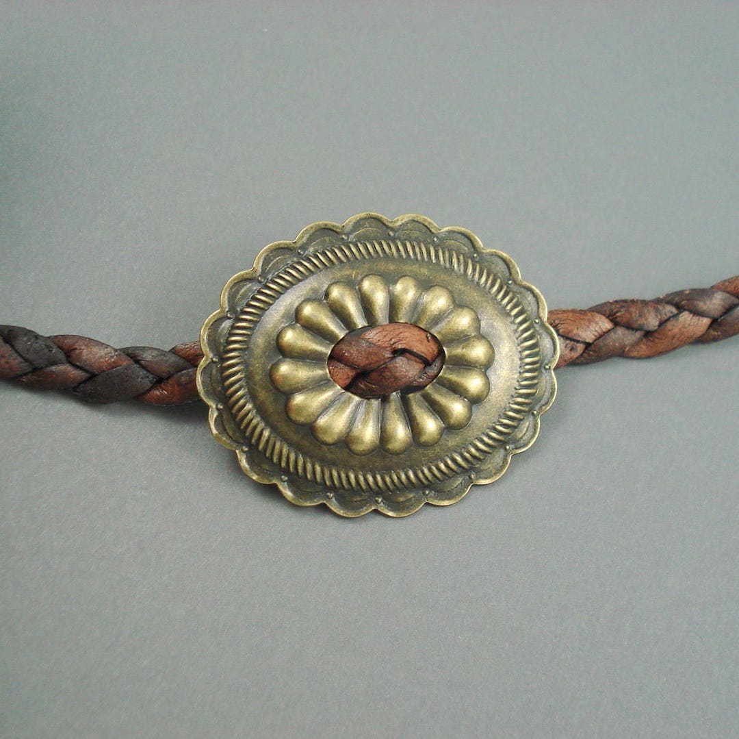 Concho Slide, Oval Antique Brass Slide, Western Slide, Bolo Tie Slide ...
