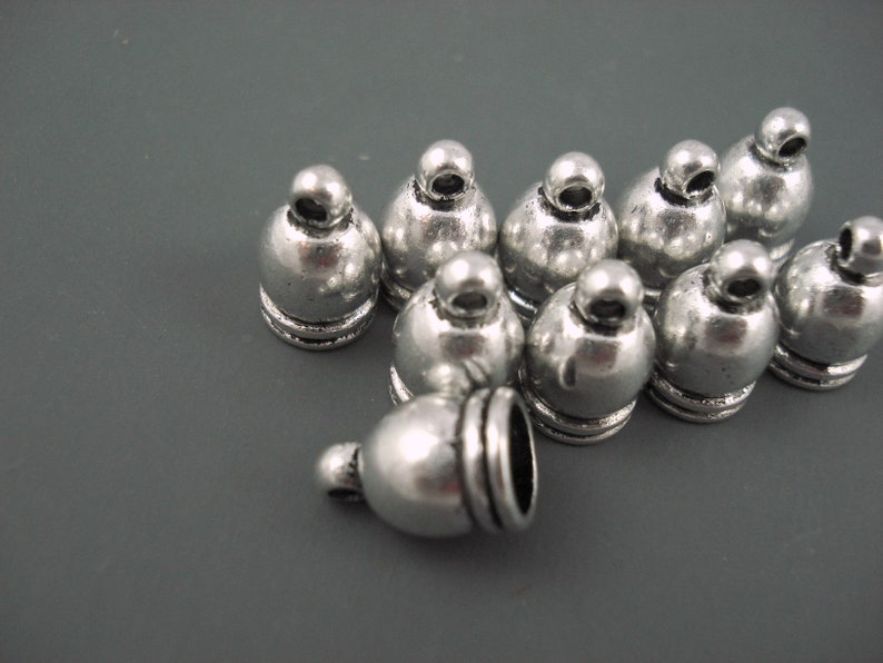 6MM End Cap, Ten Silver Domed Caps for Leather, Kumihimo or Cord (CAP6 ...