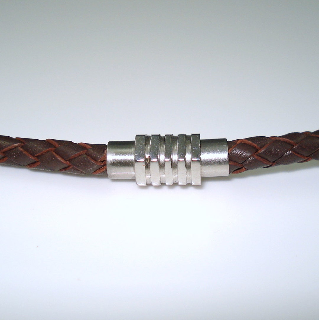Magnetic Clasp, 5MM Ribbed Stainless Steel Clasp for Leather or Cord ...
