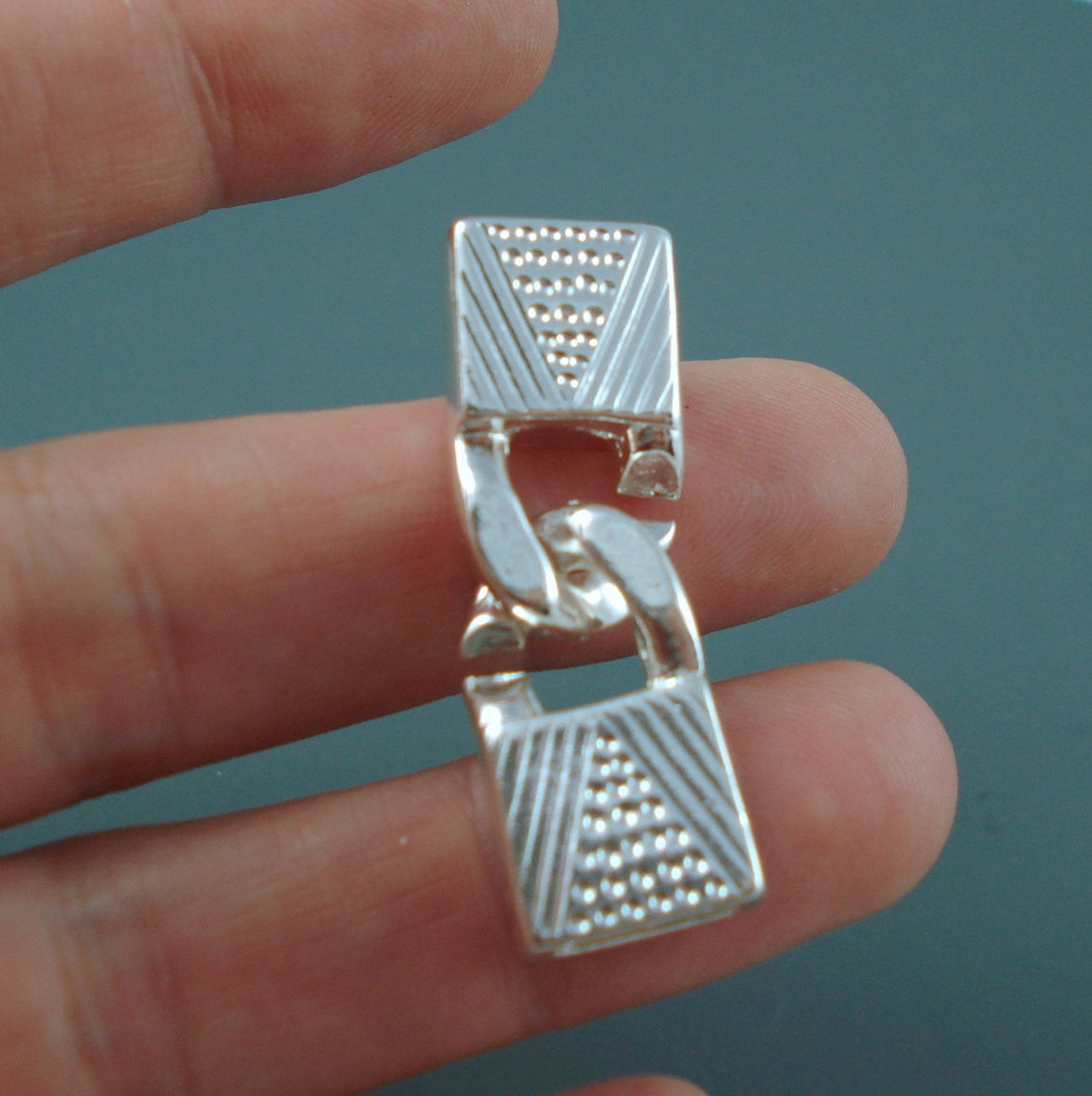 Hook Style End Cap Clasp, Silver Finish 35mm X 12mm Clasps, Square Lock ...