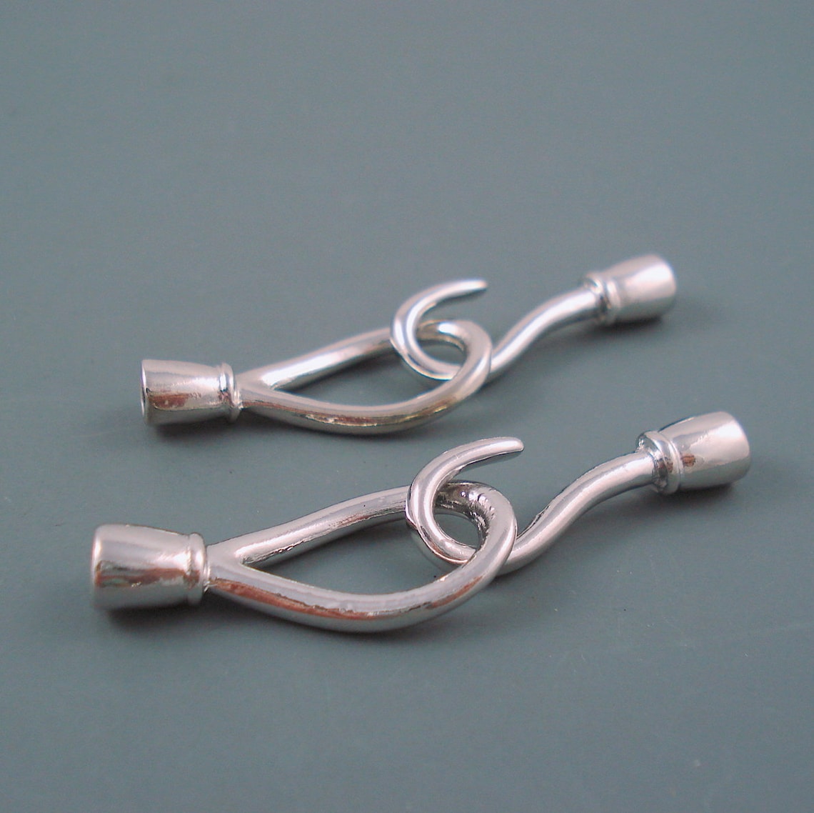 4MM End Cap Hook Clasp Silver Hook and Loop Clasp TWO Sets - Etsy