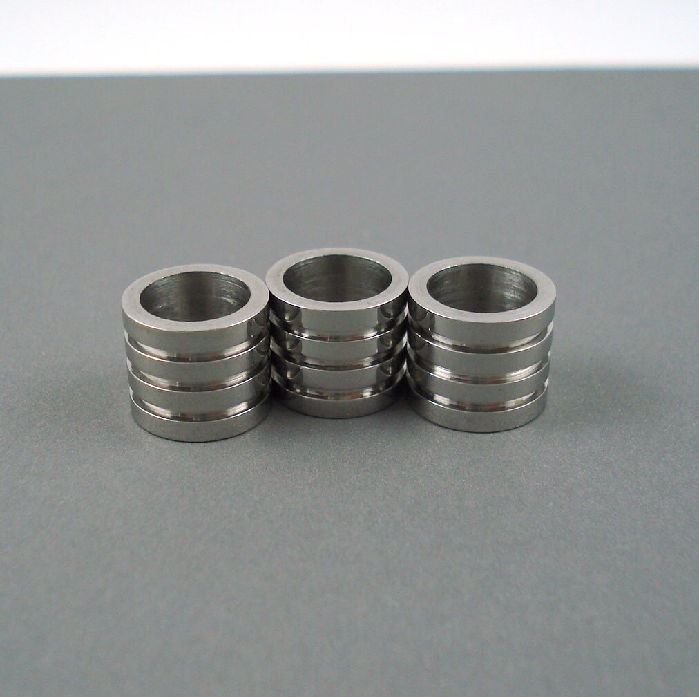 Stainless Steel Beads, 8MM Hole Ridged Column Bead for Leather or Cord ...