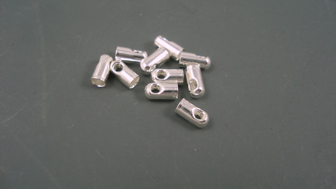 2MM Shiny Silver End Cap, TEN Caps for Leather or Cord, Simple 2mm Cap ...