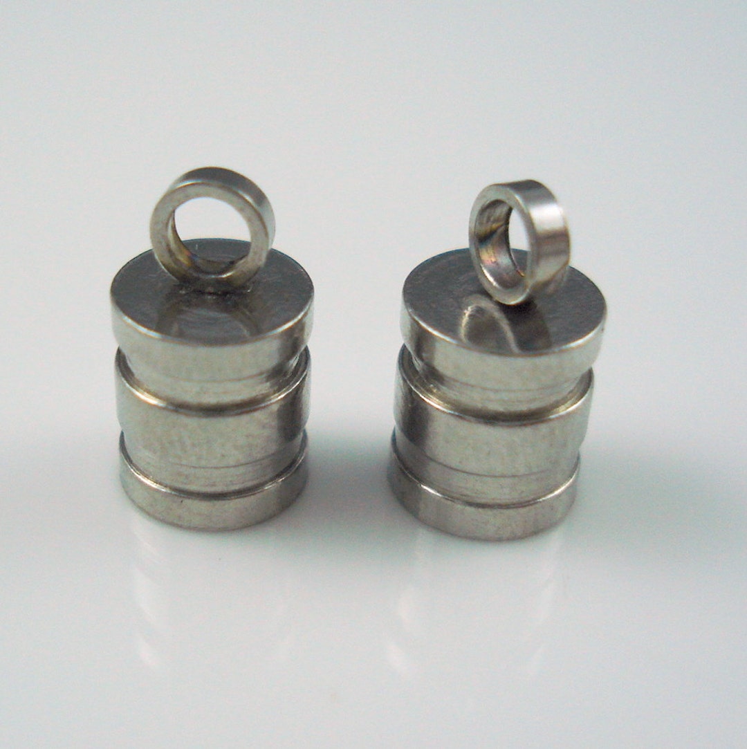 5MM Stainless Steel End Cap, TWO Pieces, Cap for Leather or Cord, 4-5mm ...