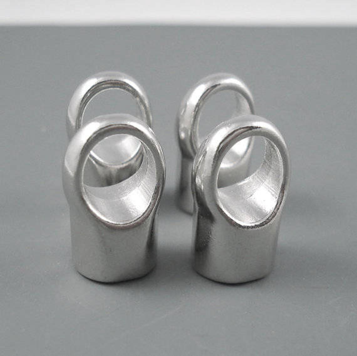 8MM Brass End Cap FOUR Shiny Silver Caps for Leather - Etsy