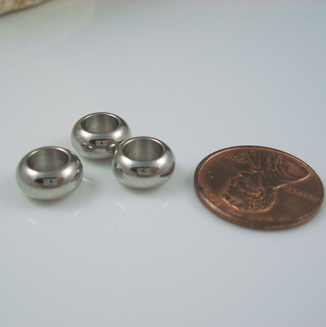 Stainless Steel Beads 6MM Hole Smooth Rondelle Bead for - Etsy
