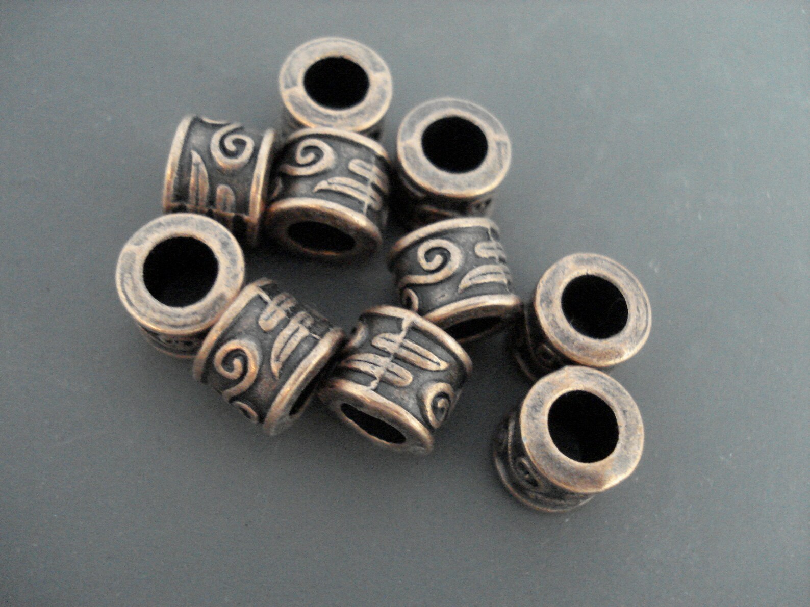Copper Beads5mm Hole Heart Etched Copper Colored Bead for - Etsy